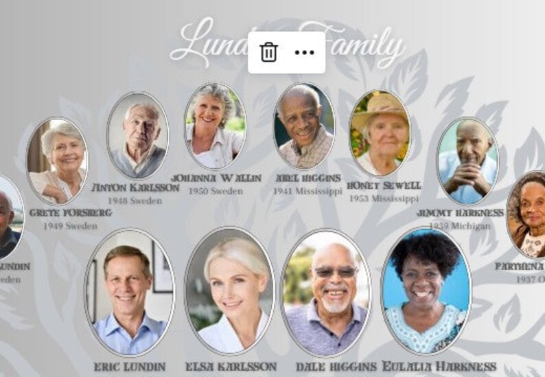 Family Tree 3 Generations DIY Photo Template Digital Downloadable ...