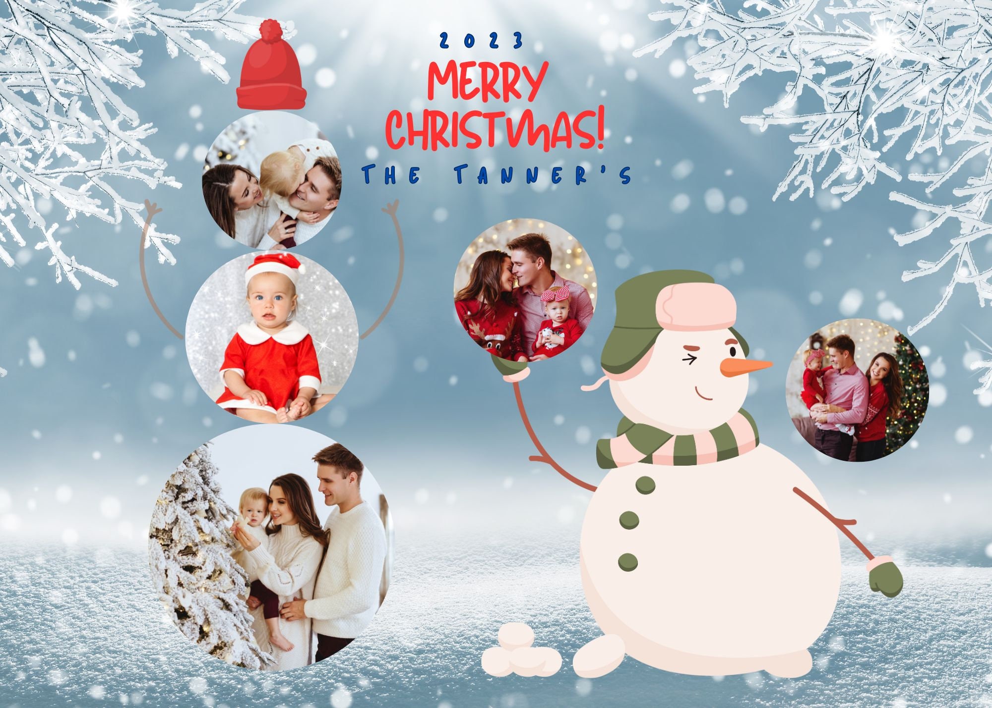 DIY Editable Canva Christmas Card Template, Holiday Photos Template ...