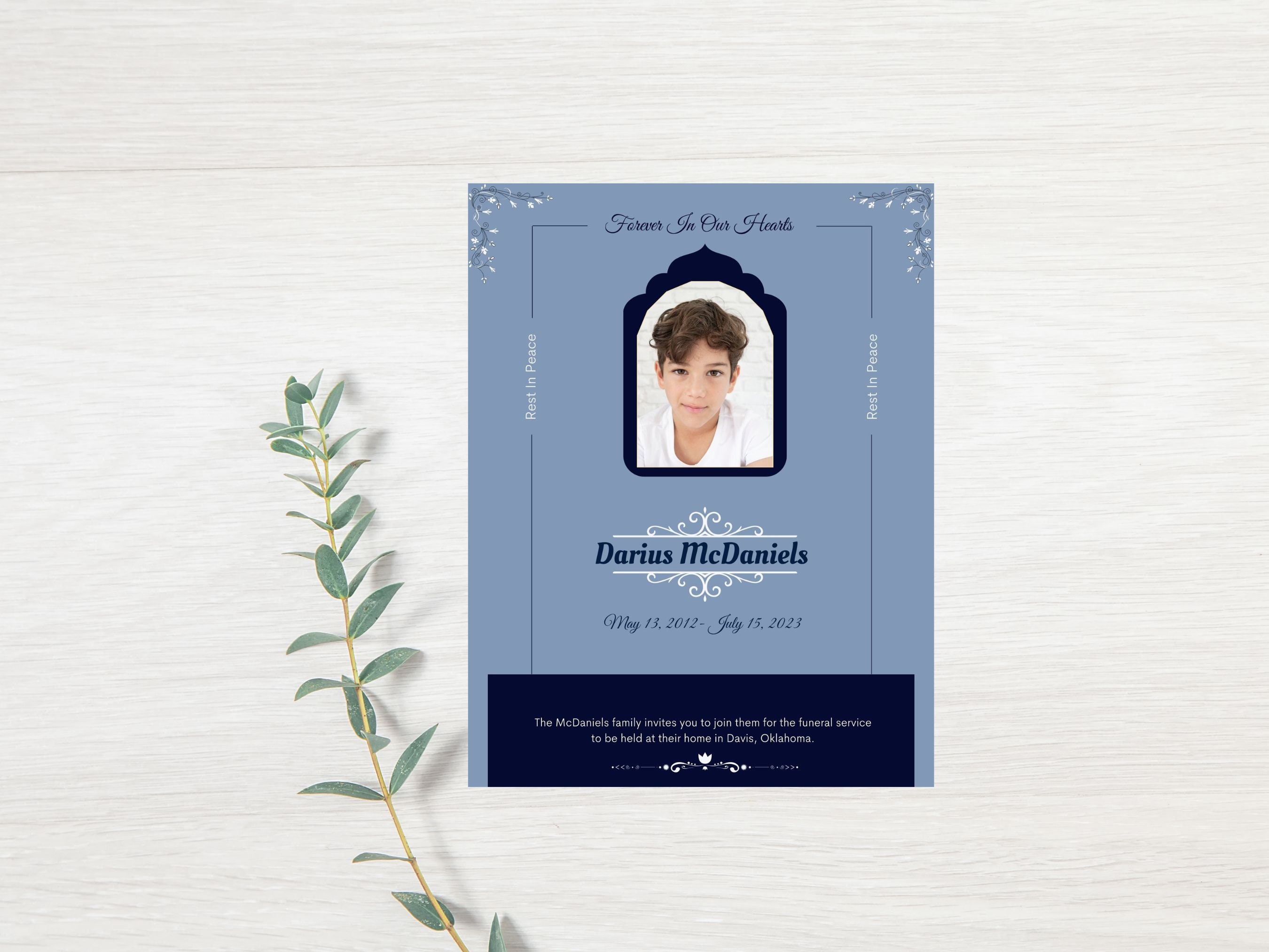 Child's Funeral Program Template, Editable Memorial Service Template ...