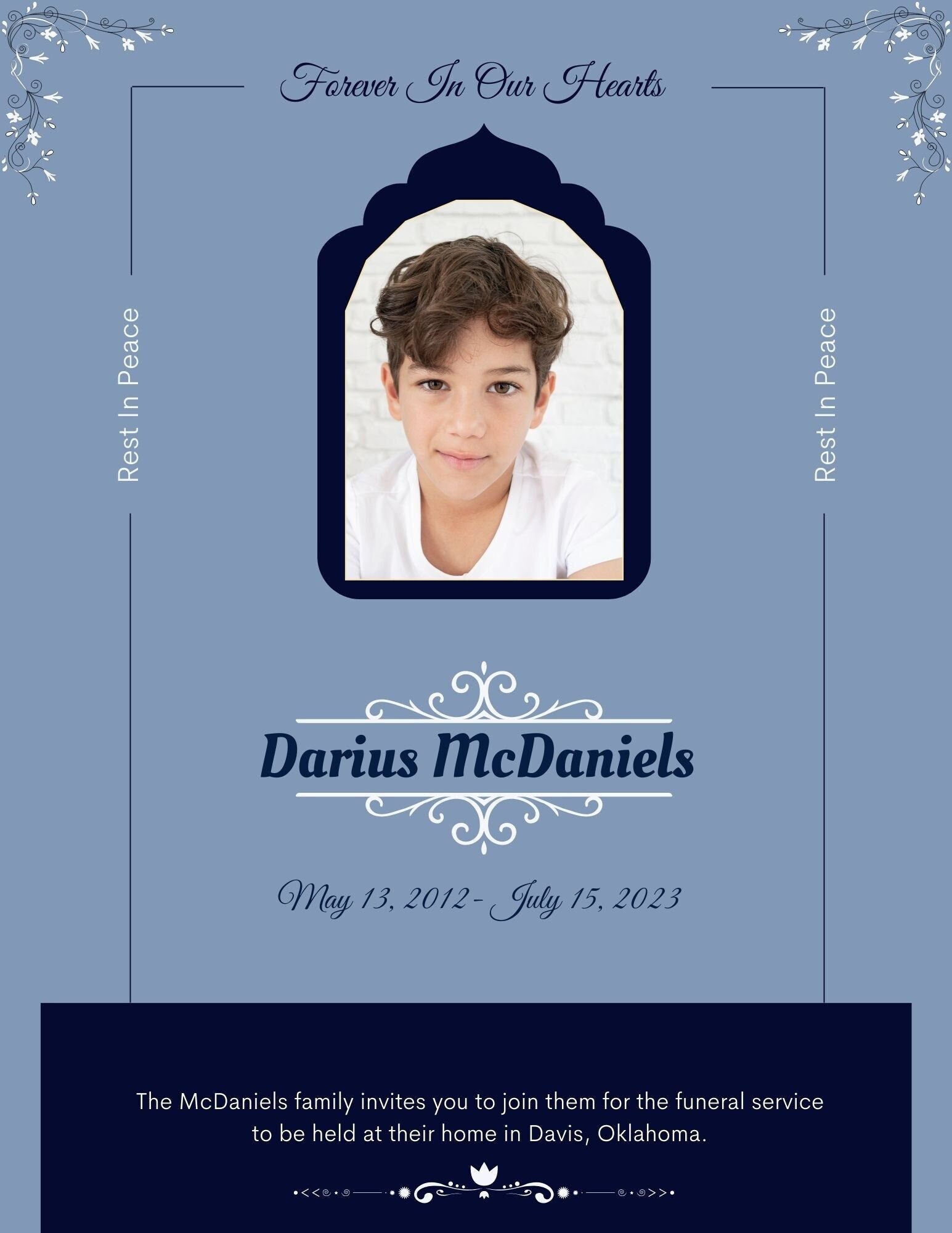 Child's Funeral Program Template, Editable Memorial Service Template ...