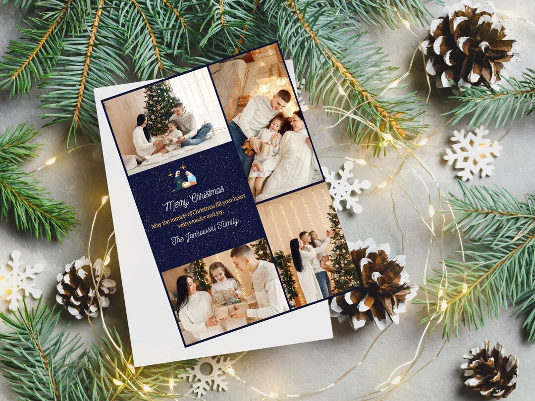 DIY Editable Canva Christmas Card Template Holiday Photos - Etsy