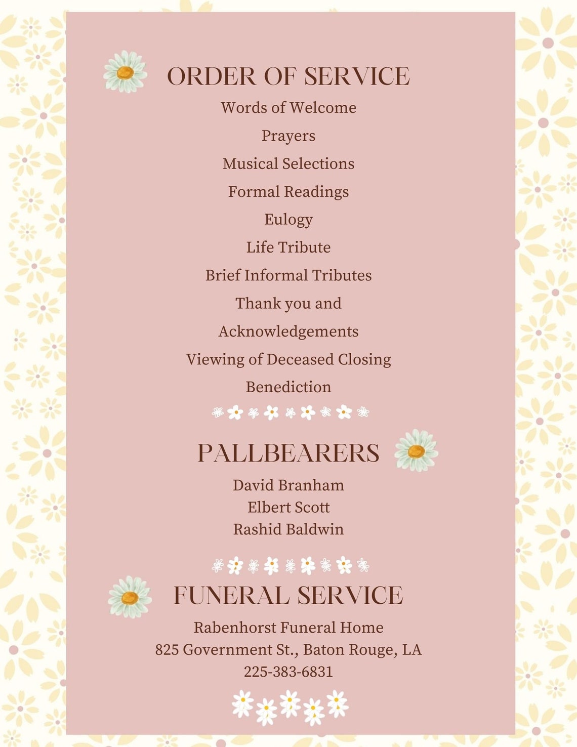 Child's Funeral Program Template, Girl's Memorial Service Template ...