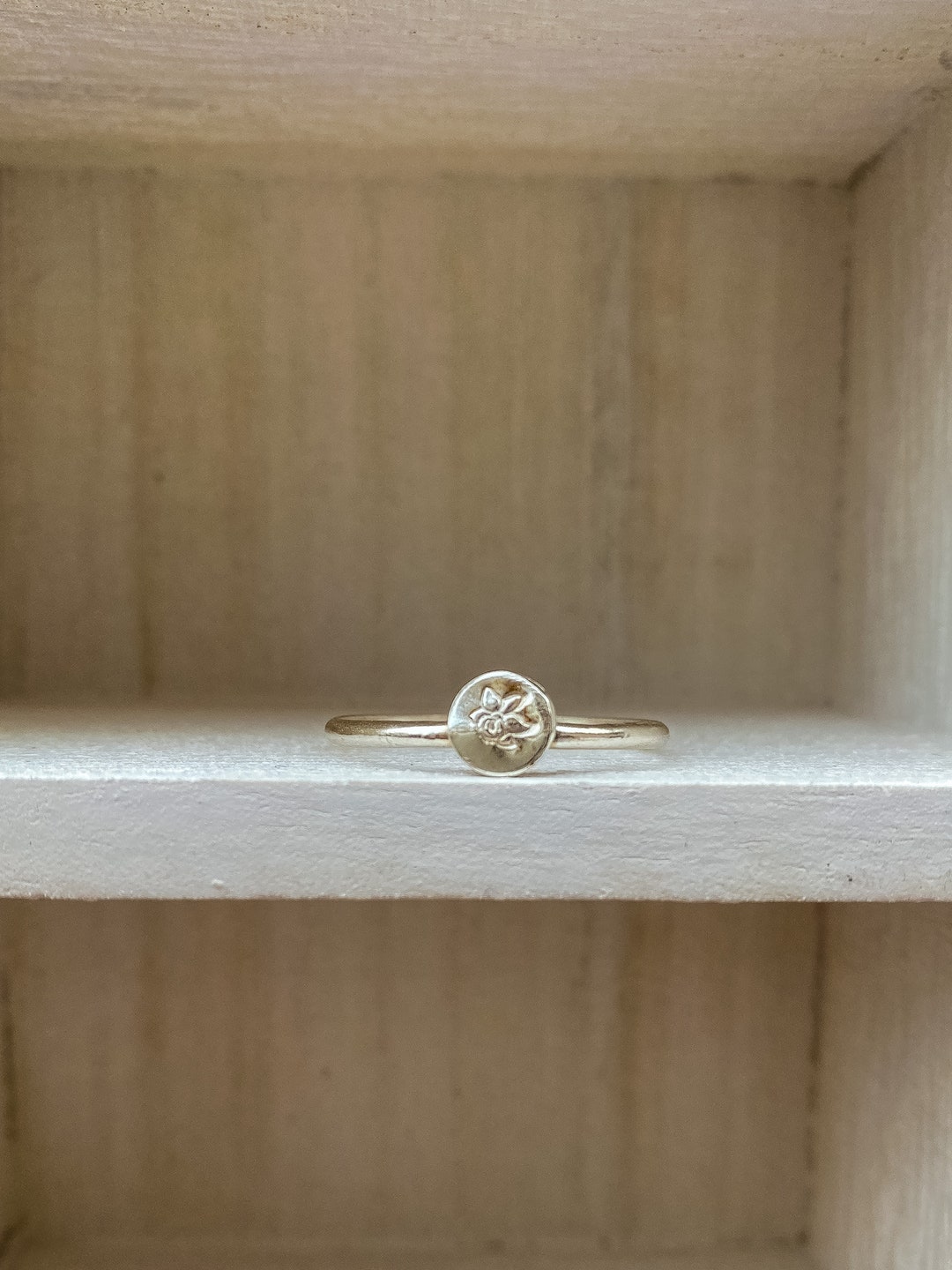 Stamped Daffodil Flower Ring, March Birth Flower, Dainty Jewelry ...