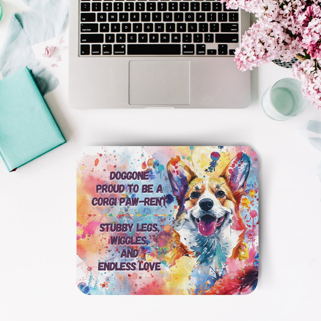 Corgi Craze Watercolor Mouse Pad, Artwork in Landscape Orientation, Fun ...