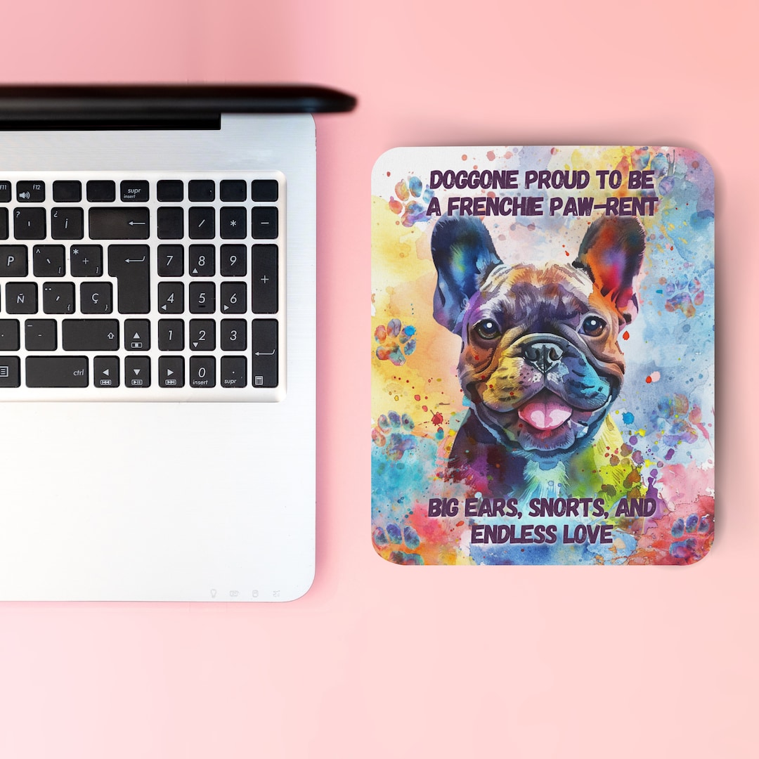 French Bulldog Watercolor Mouse Pad, Dog Paw Prints Artwork - Etsy