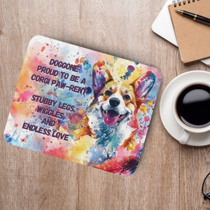 Corgi Craze Watercolor Mouse Pad, Artwork in Landscape Orientation, Fun ...