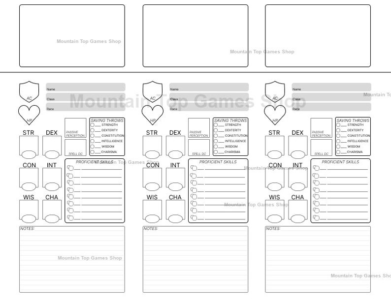 Dnd 5e DM Player Info Note / Initiative Tracker for DM Screens - Etsy