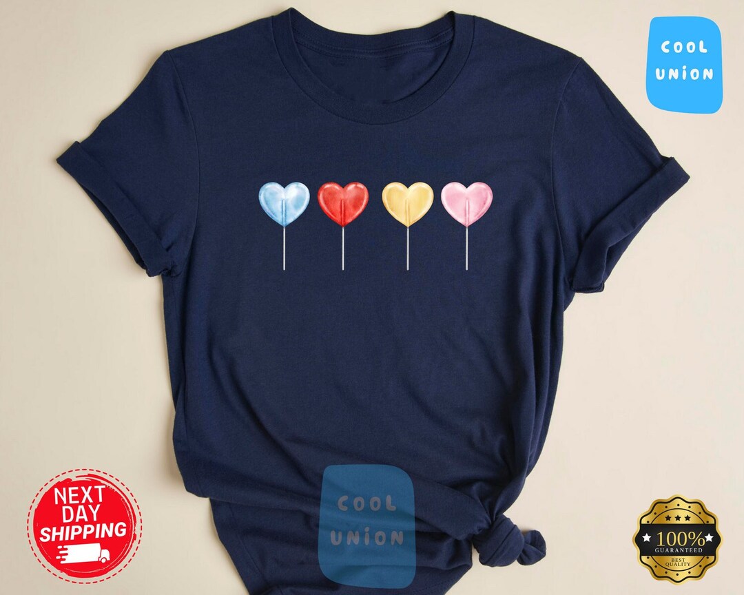 Candy Heart Shirt Valentines Day T Shirt For Women Heart Sucker Tee