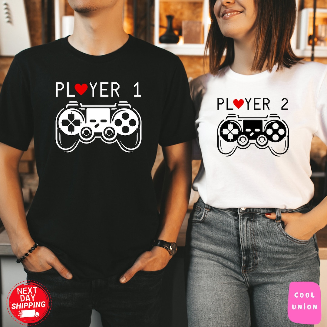 Player 1 Player 2 Matching Couple Shirt, Funny Valentines Day Gamers T ...