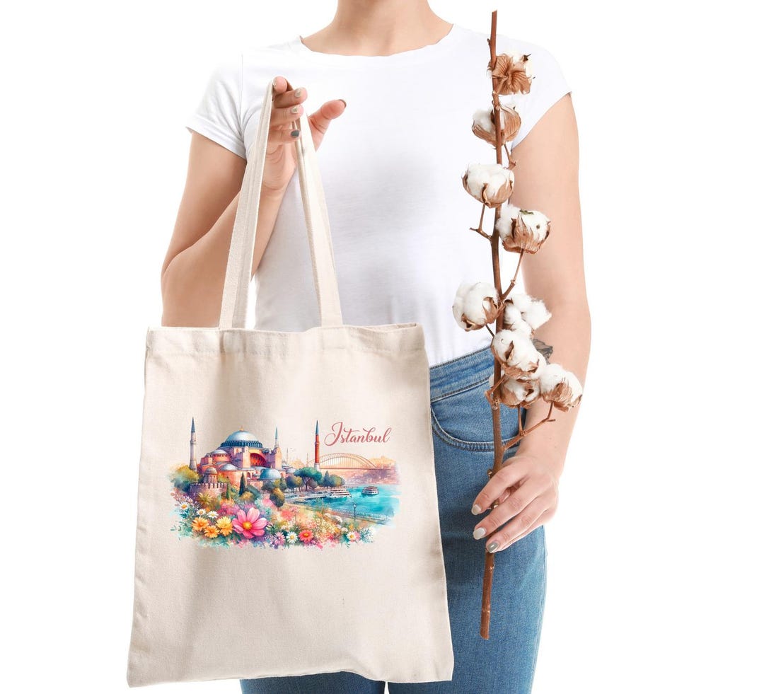 Istanbul Skyline Organic Cotton Eco Tote Bag, Istanbul Gift, Istanbul ...