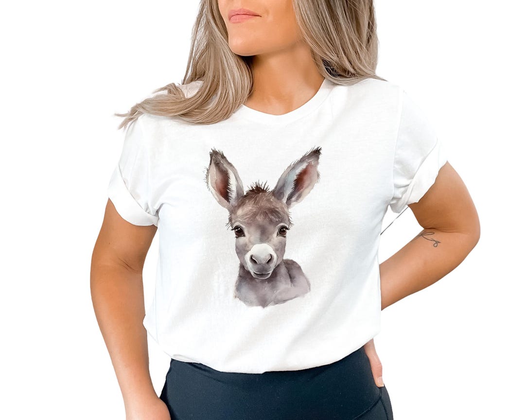 Donkey T-shirt, Watercolor Unisex T-shirt, Men's Tees, Donkey Lover Gift, Funny Donkey T-shirt ...
