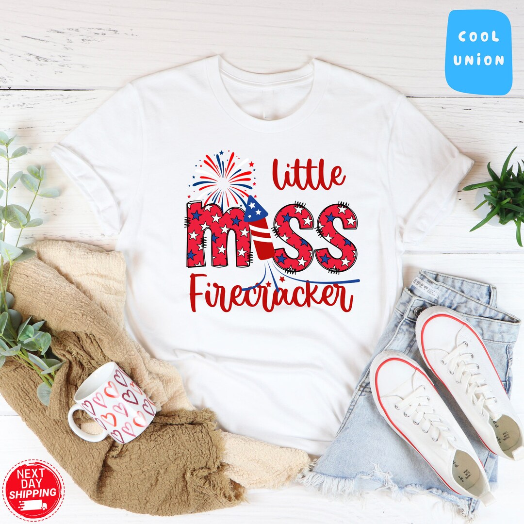 Little Miss Firecracker Shirt, 4th of July Shirt, Patriotic Firecracker ...