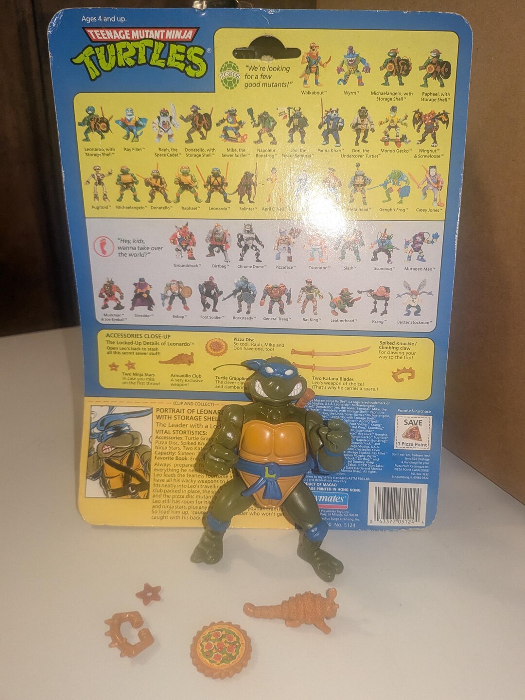 1991 Storage Shell Leonardo TMNT Action Figure Loose Near Complete With ...