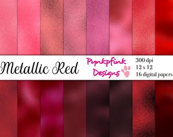Metallic Pink Digital Paper Set, Metallic Textures in Shades of Pink ...