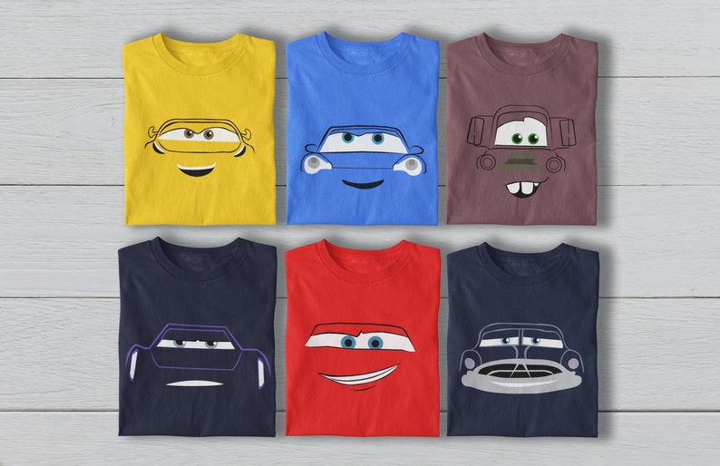 Disney Cars Face Outline Family Matching Shirt Cars Group - Etsy