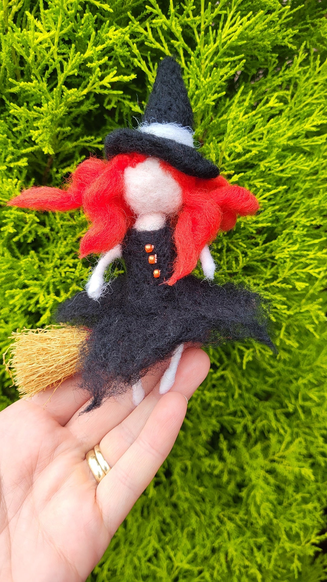 The Witch, Witch on the Broom, Halloween Witch, Witch, Needle Felted ...