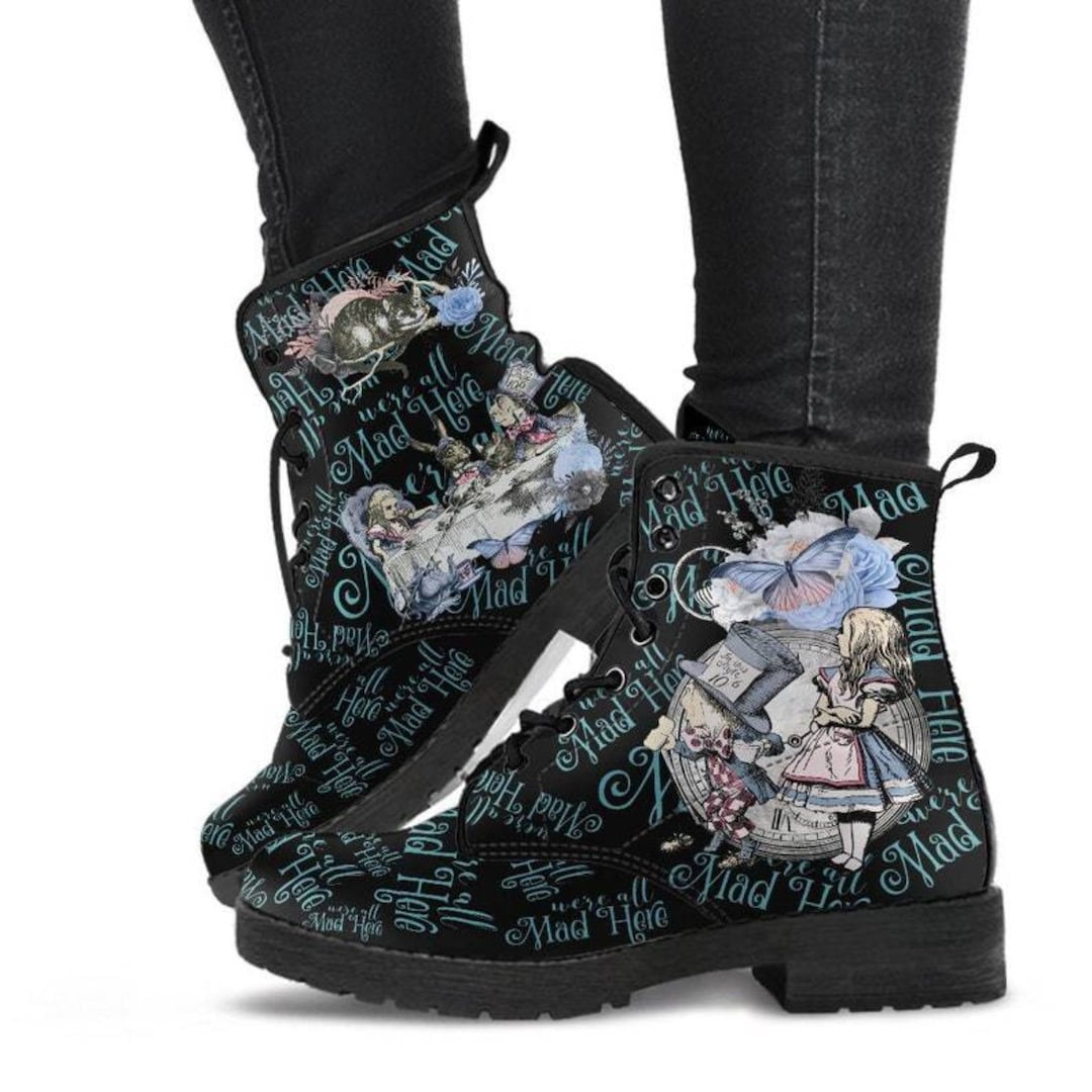Alice in Wonderland, Custom Sneakers, Combat Boots, - Etsy