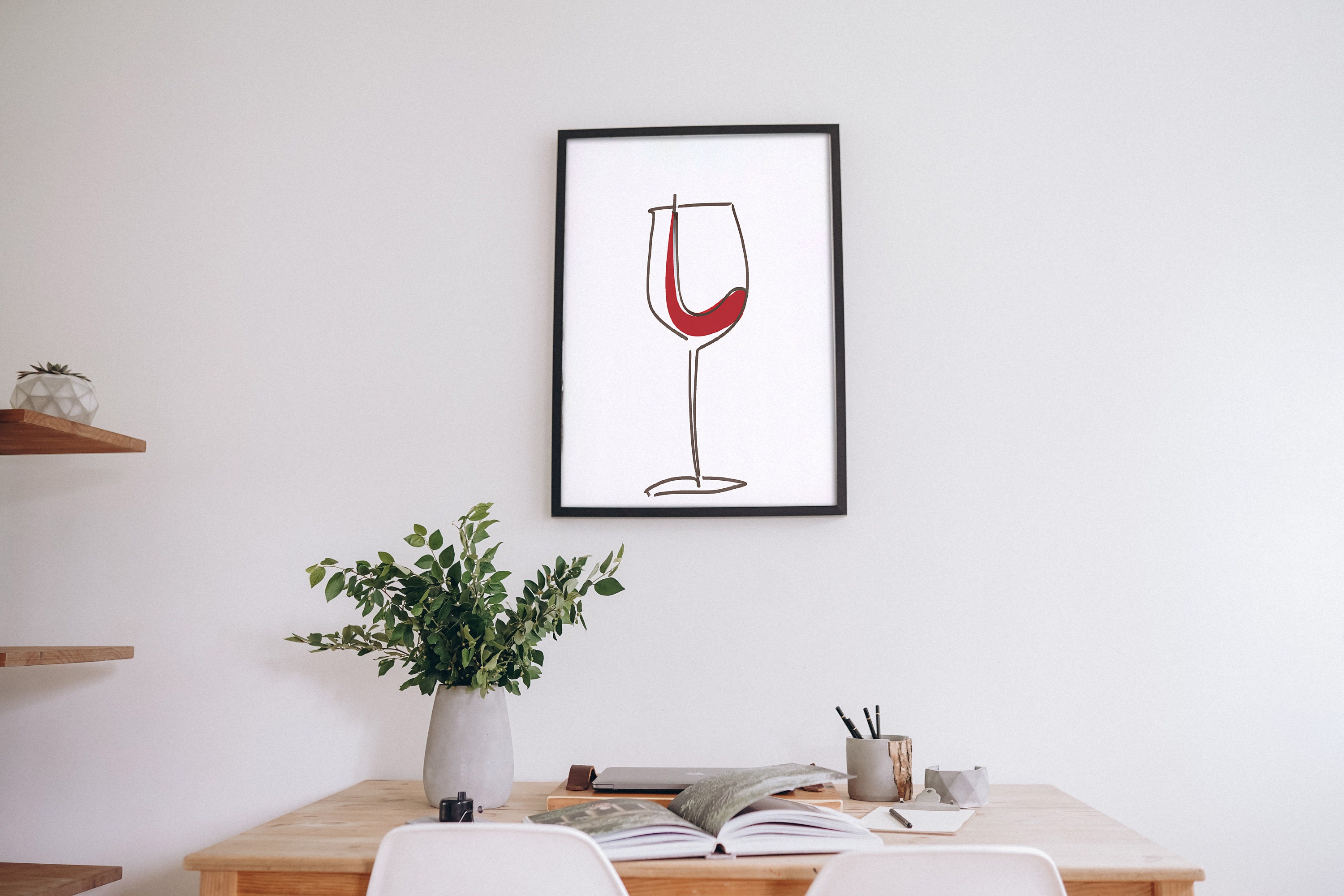 Printable Wine Glass One Line Digital Art, Red Wine AI Art, Wine Glass ...