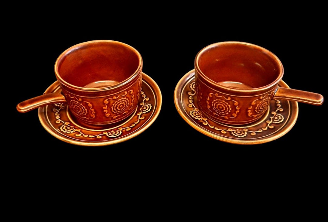 Vintage Tams Brown Soup Bowl and Plate Set - 1960s Retro Kitchen Decor ...