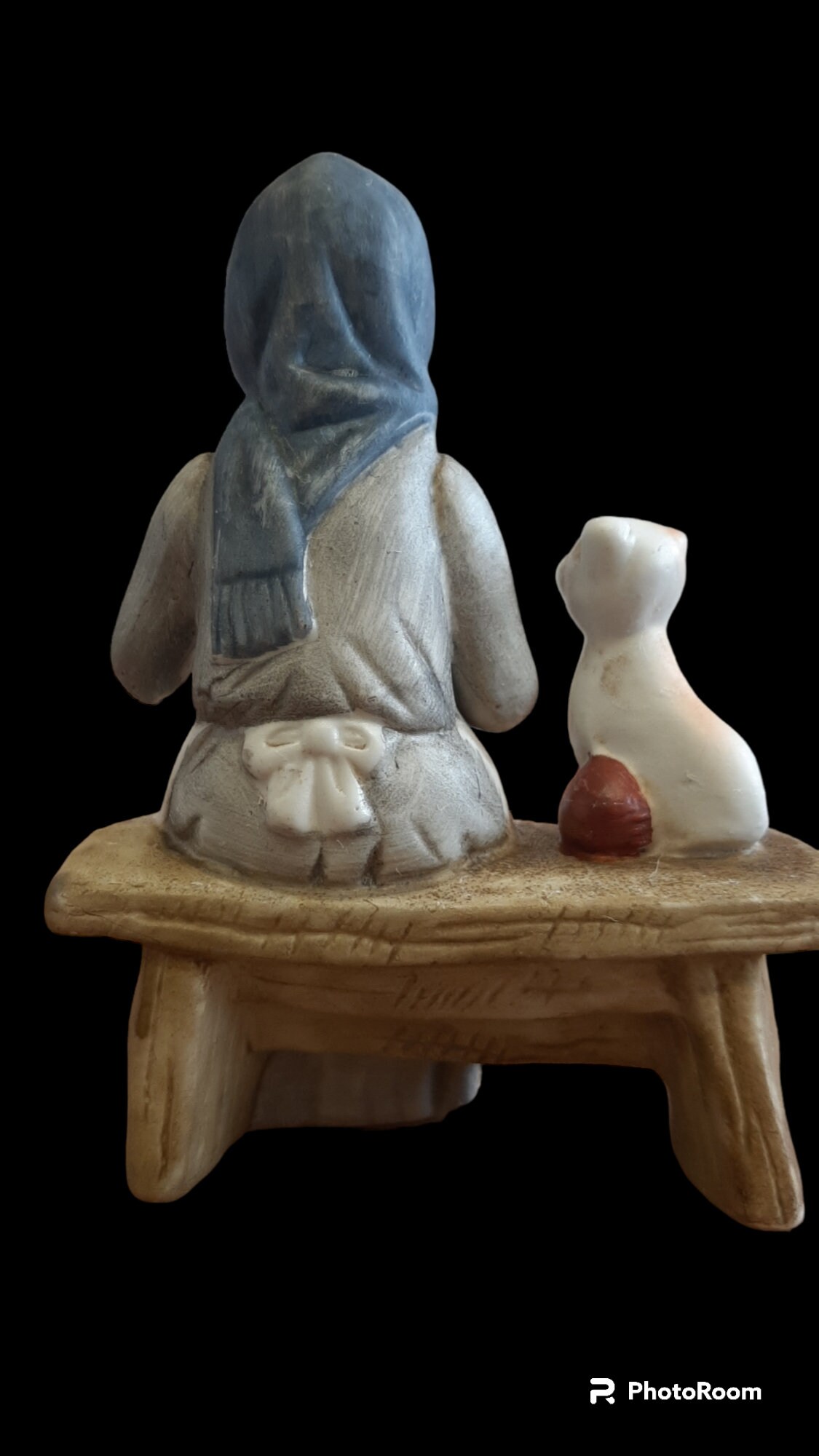 Vintage Knitting Old Lady on a Bench With Cat Figurine,made in Korea - Etsy