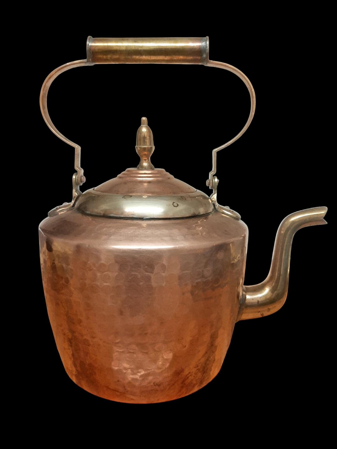 Antique Georgian/victorian Round Copper/brass Kettle, 3 Liter Late ...