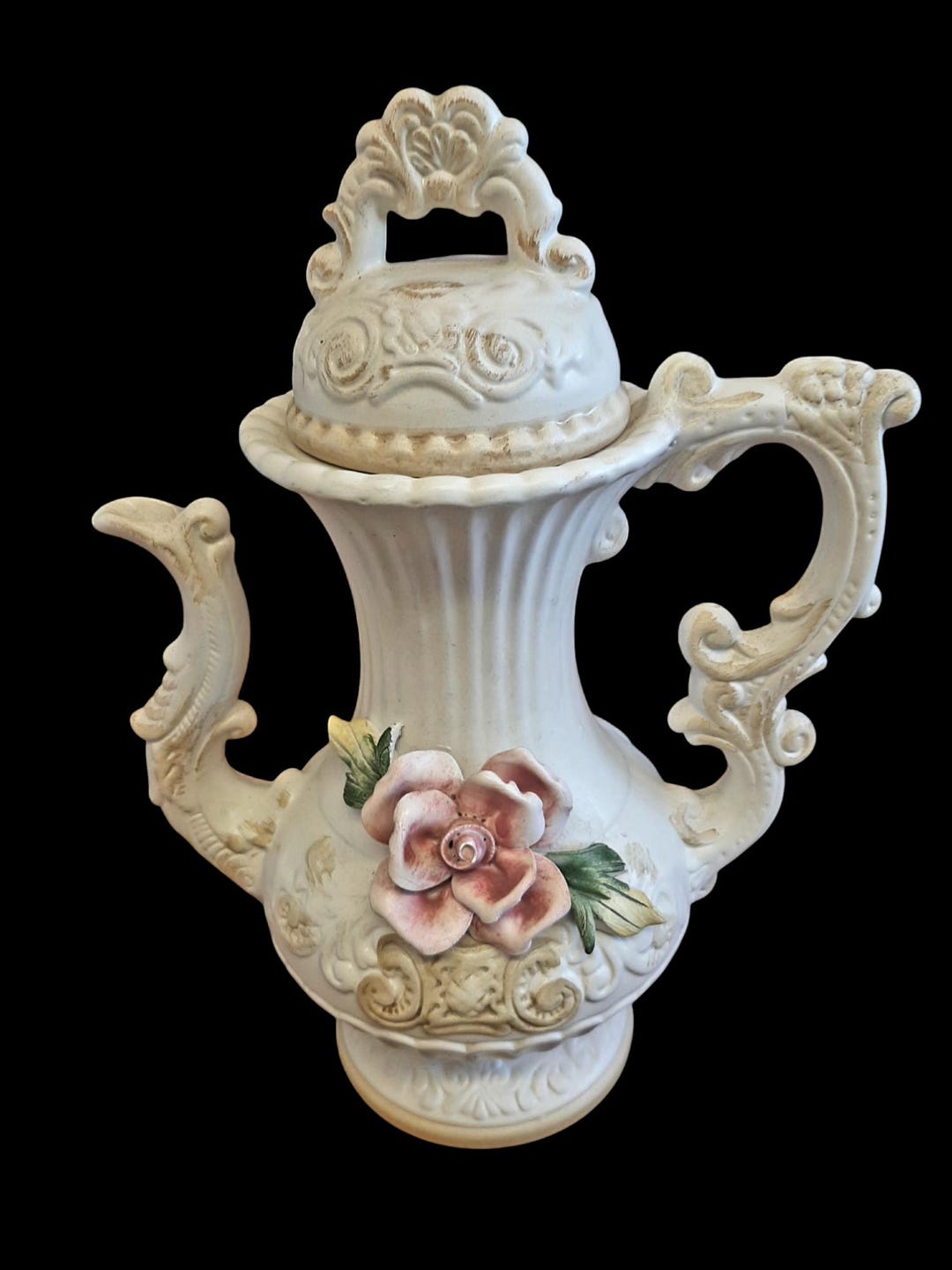 Vintage Capodimonte Large Italian Decorative Teapot Floral Pattern 1 L ...