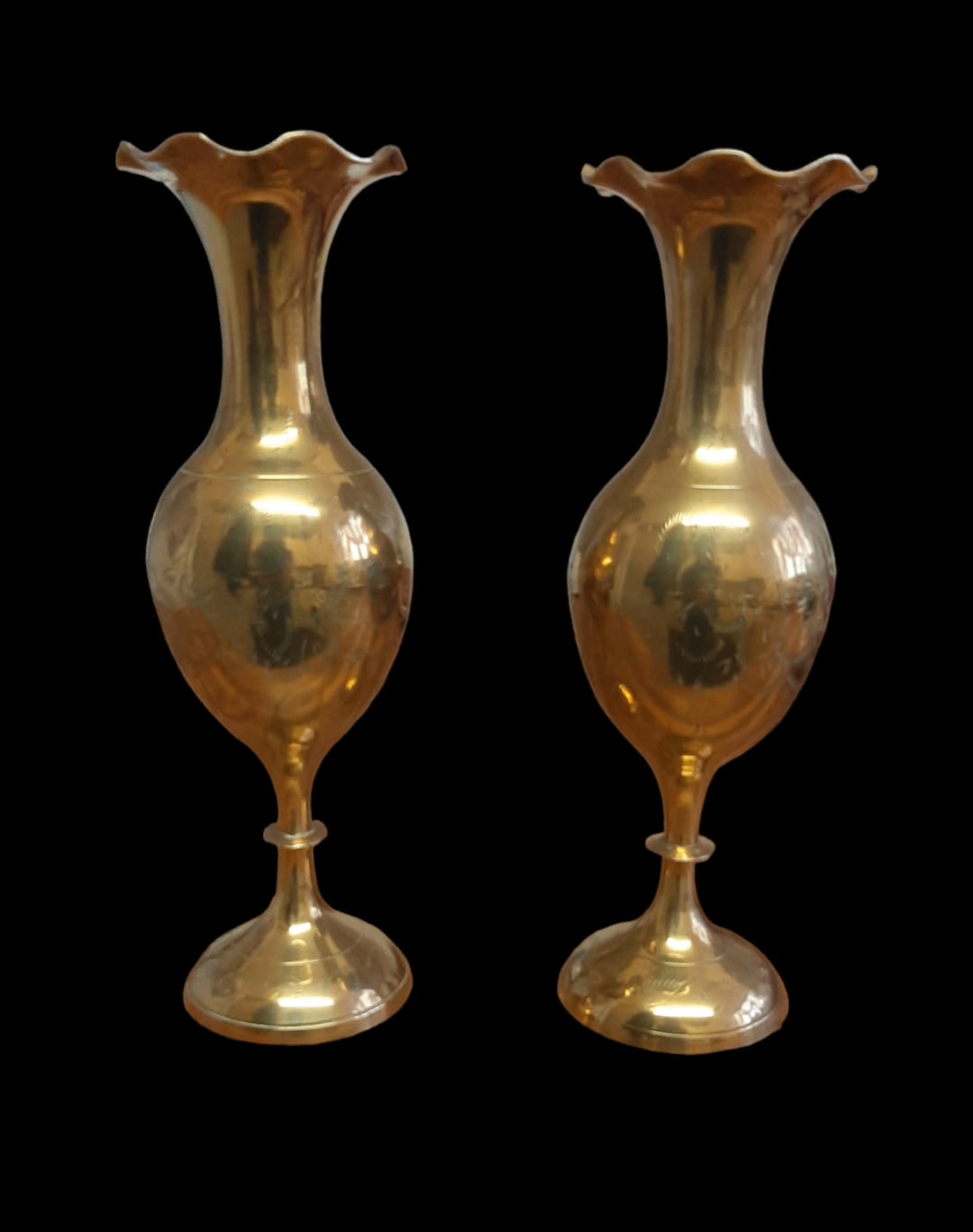 Vintage Indian Engraved Brass Etched Vases X2 -candle Stick Holders - Etsy