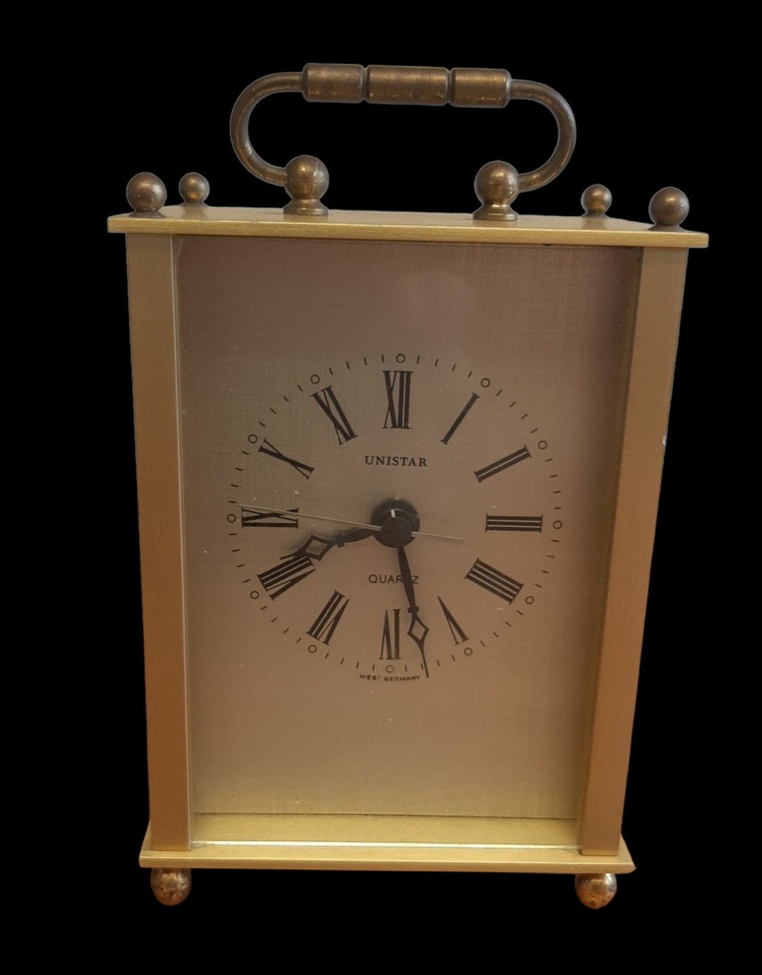 Vintage Unistar Quartz Clock West Germany. Brass Carriage Working Good ...