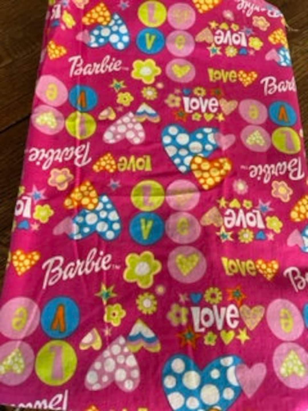 Vintage Barbie Mattel Fabric: Bright Pink With Love and Star - Etsy