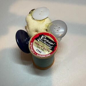 Bunny With Edelweiss Pewter Button & Wood Spool Conso, Belding ...