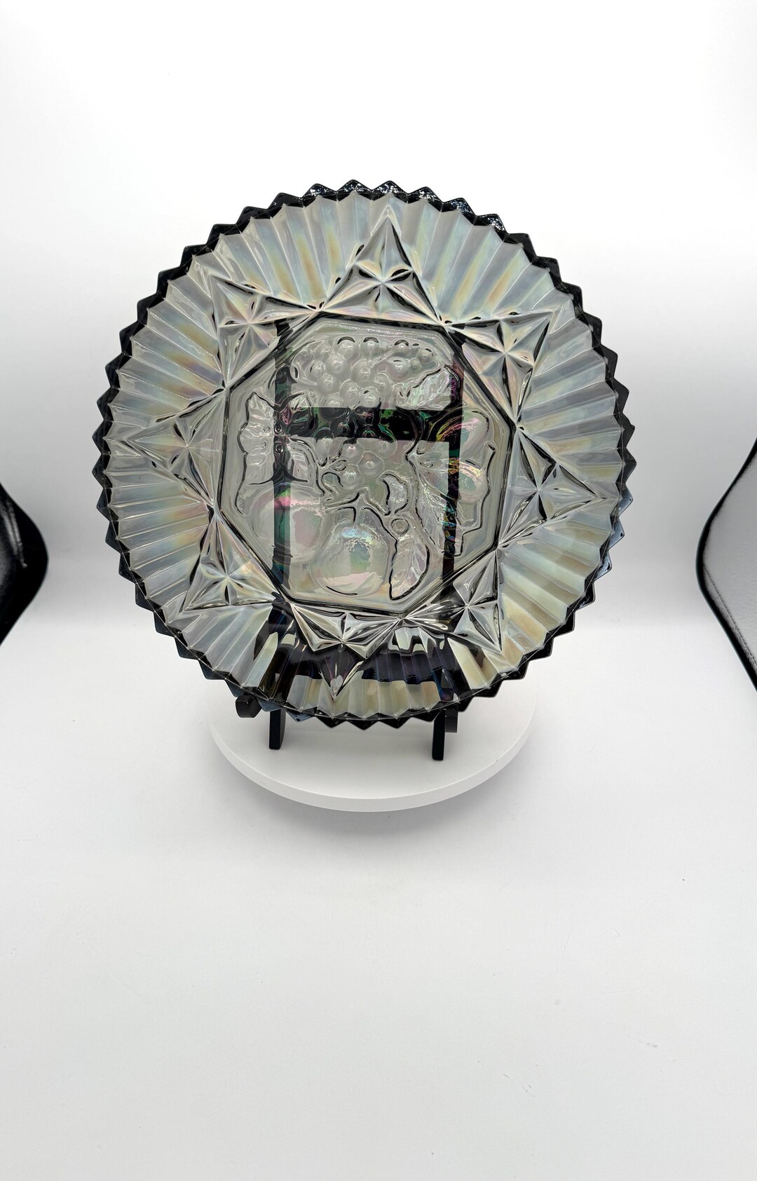 Carnival Glass Pioneer 11 3/8" Plate Smoke Gray - Etsy