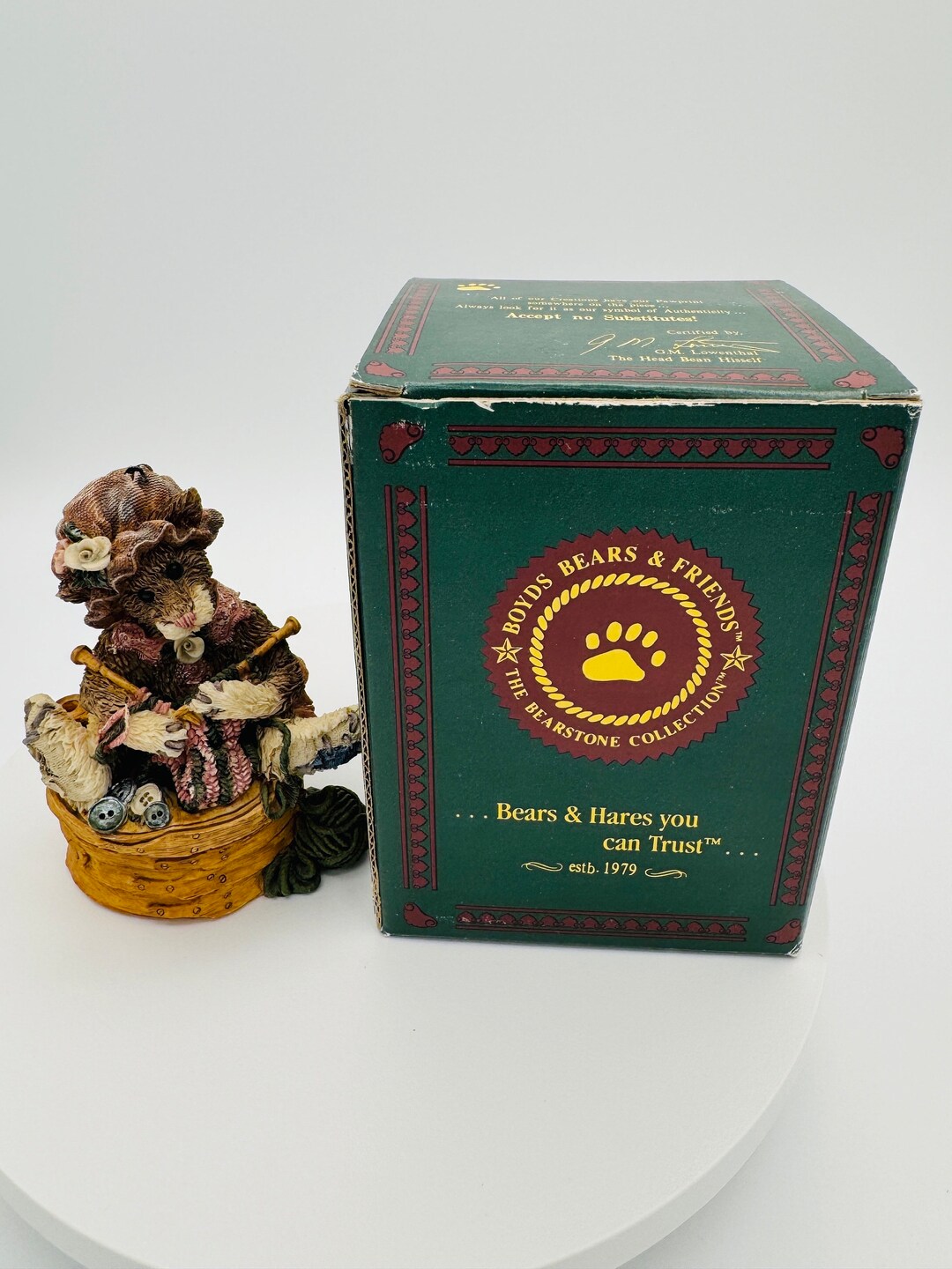 Boyds Bear Bearstone Cookie Catberg...knittin Kitten ©1994 #2250 - Etsy