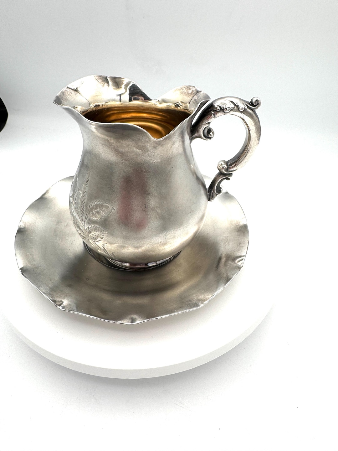 Antique Barbour Silver Creamer & Saucer | Quadruple Plate | 1913 ...