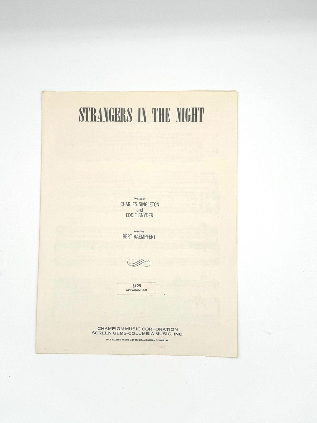 Strangers in the Night Song Sheet ©1966 - Etsy