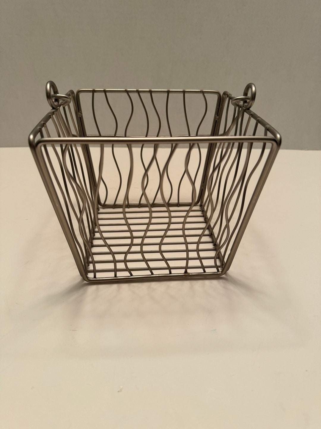Silver Square Metal Storage Basket With Handle - Etsy