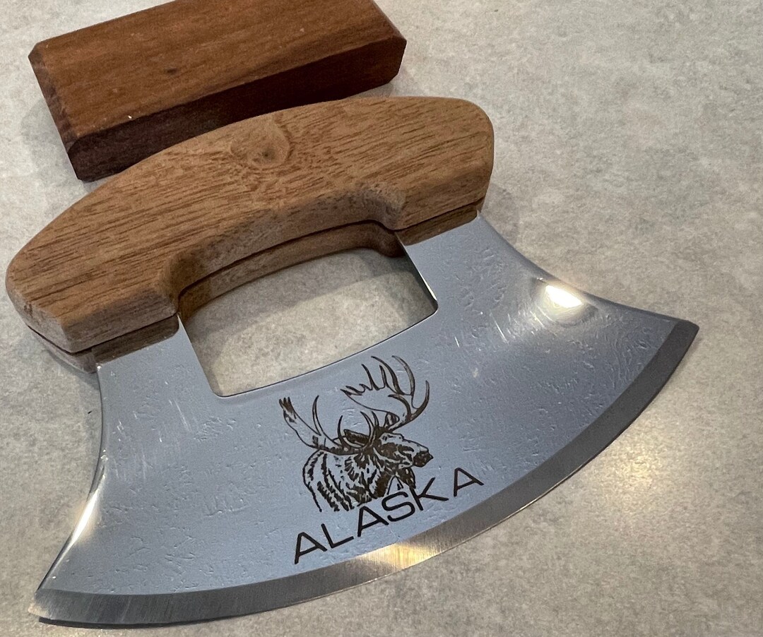 Alaska Ulu With Alaska and a Moose Etched Into the Blade - Etsy
