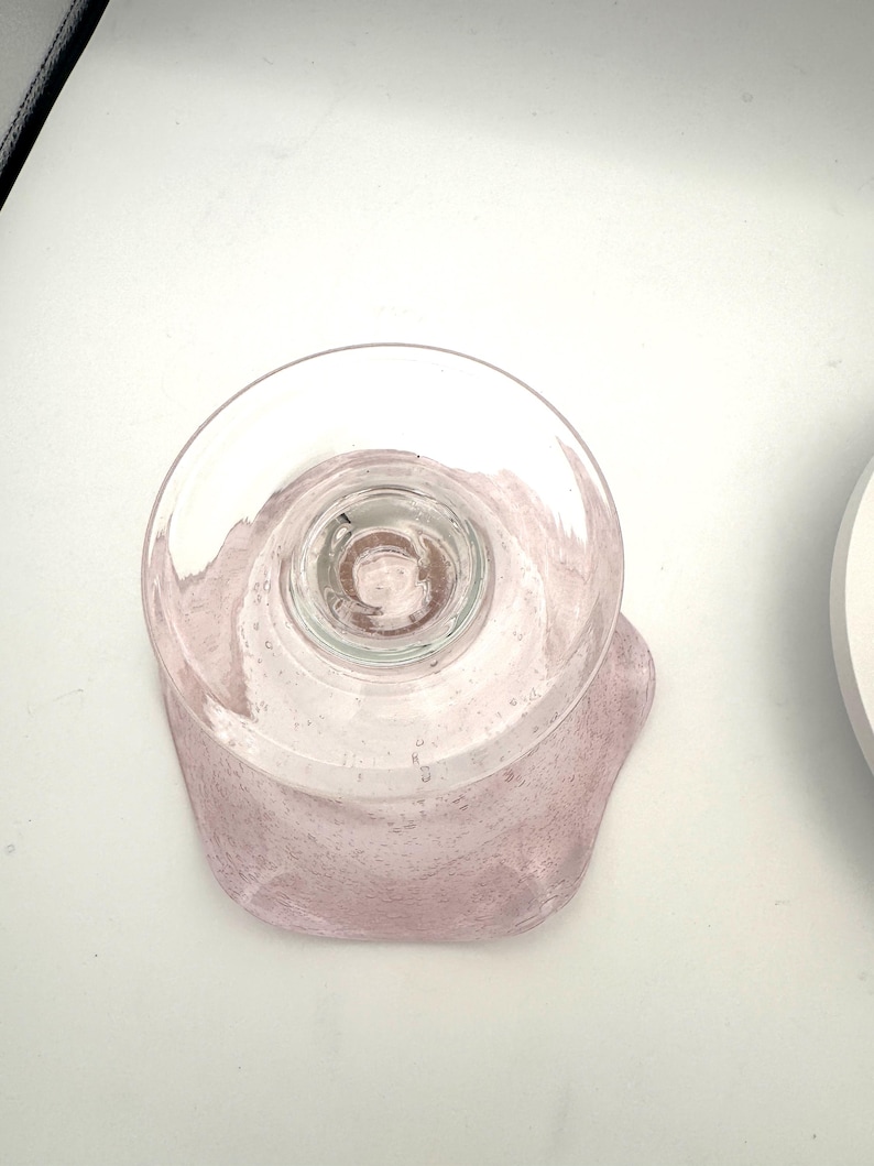 Mid Century Pink Bullicante Art Glass Vase Bowl Hand Blown Murano Style ...