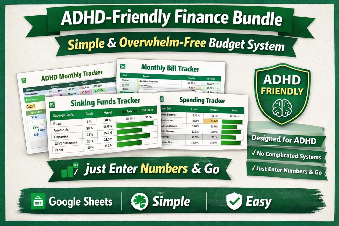 ADHD Budget Bundle | Google Sheets Bill, Spending & Sinking Funds ...