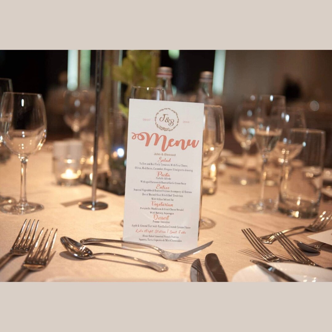 Printed Wedding Menu, Dinner Table Card, | Personalized Table ...