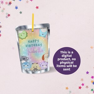 Squishies Party Snack Labels, Girl Party Decor, Digital Template, Soft ...