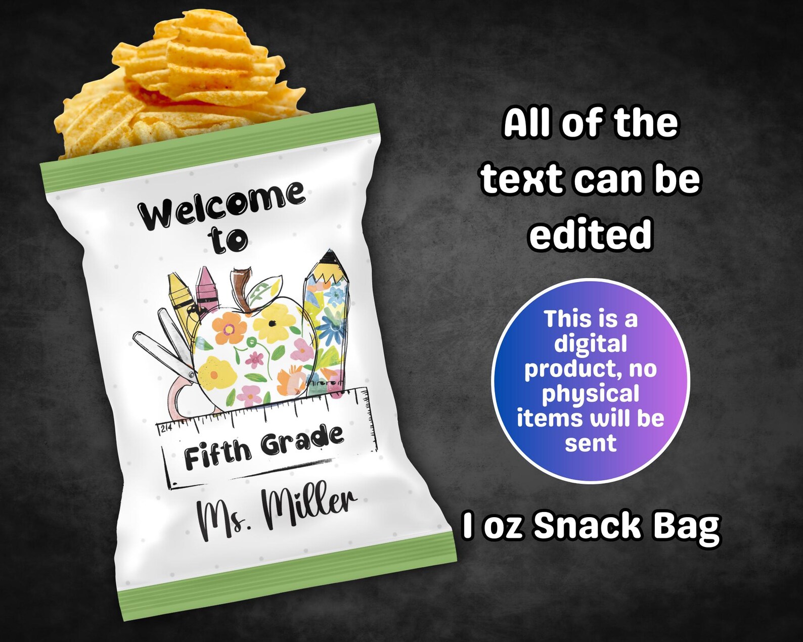 Welcome to School Chip Bag, Editable Back to School, Custom Chip Bag ...