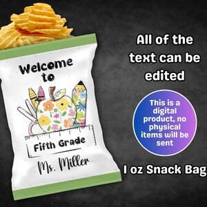 Welcome to School Chip Bag, Editable Back to School, Custom Chip Bag ...