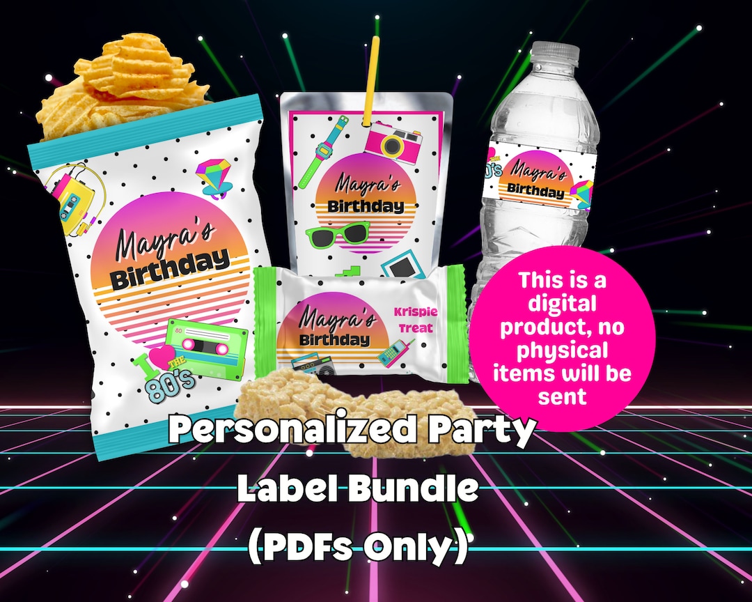 Back to the 80s Personalized Party Bundle, Custom Chip Bag, Custom ...