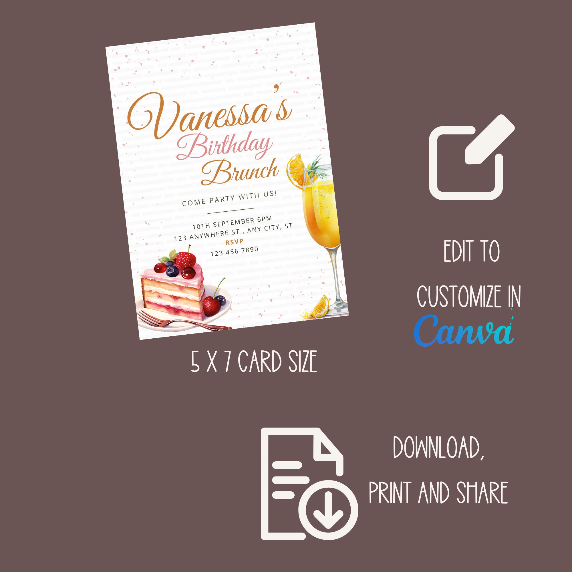 Birthday Brunch Invite Template Birthday Invitation Birthday - Etsy