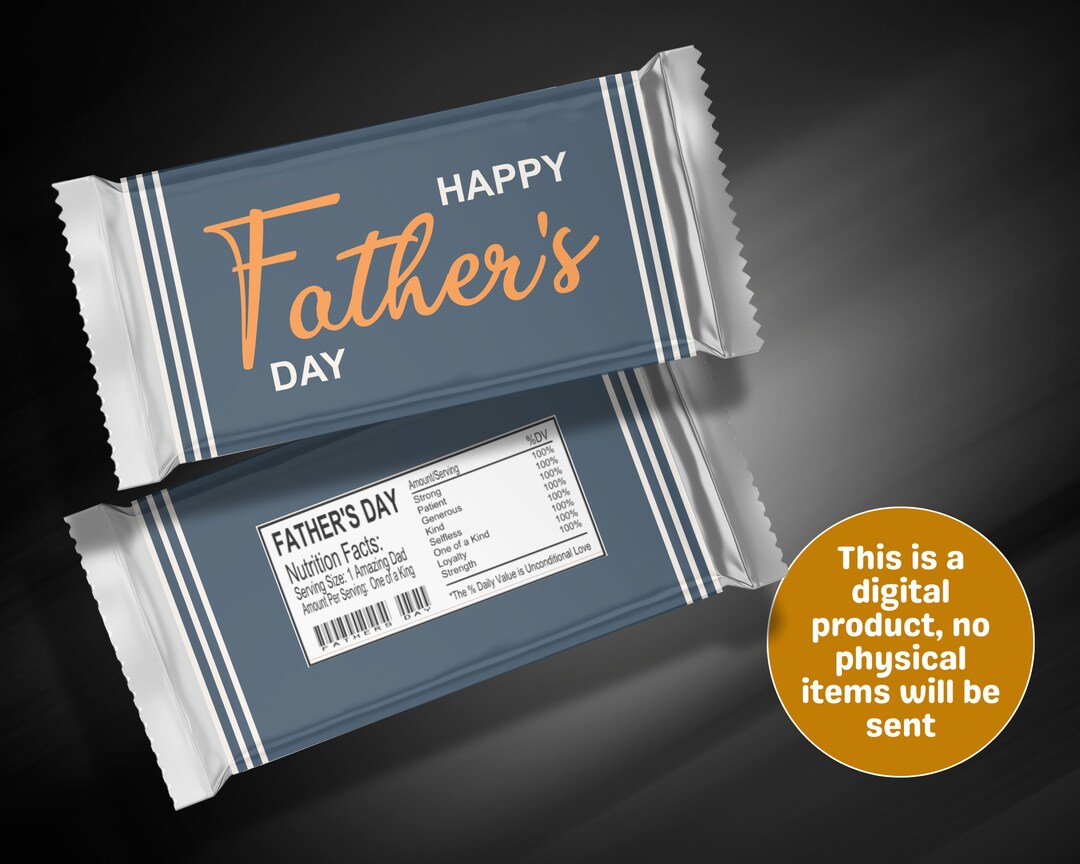 Fathers Day Chocolate Bar Label, Candy Bar Wrapper, Dad Party Favor ...