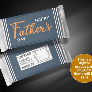 Fathers Day Chocolate Bar Label, Candy Bar Wrapper, Dad Party Favor ...