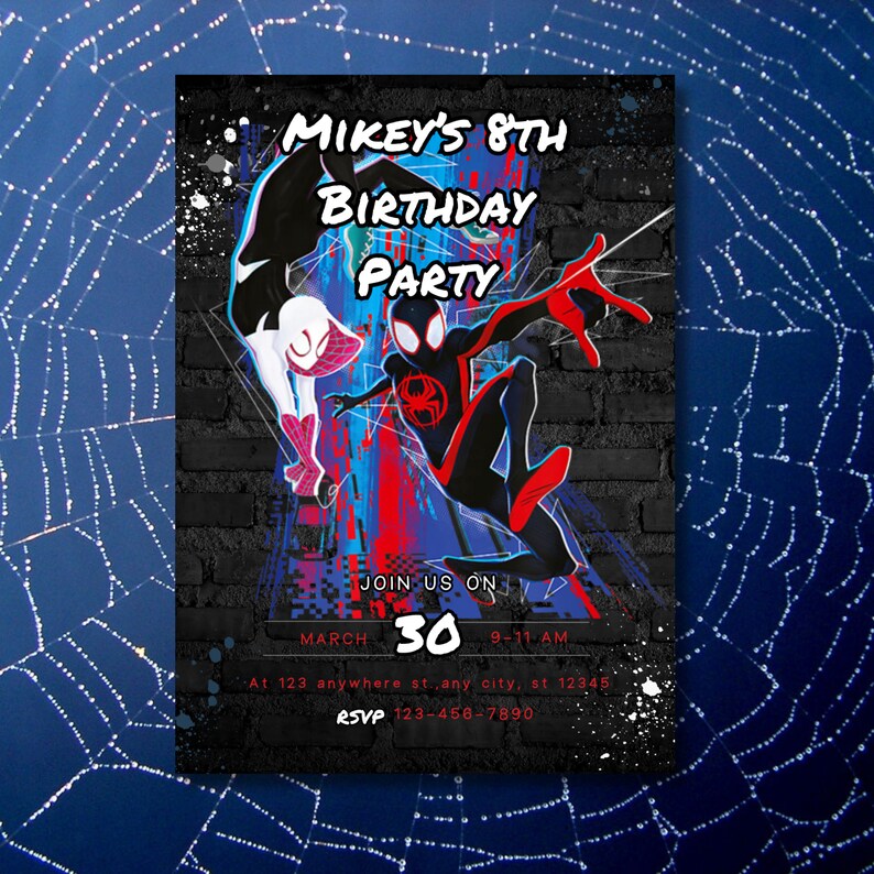 Spiderman Birthday Invite, Spider-man Invitation, Digital Template ...