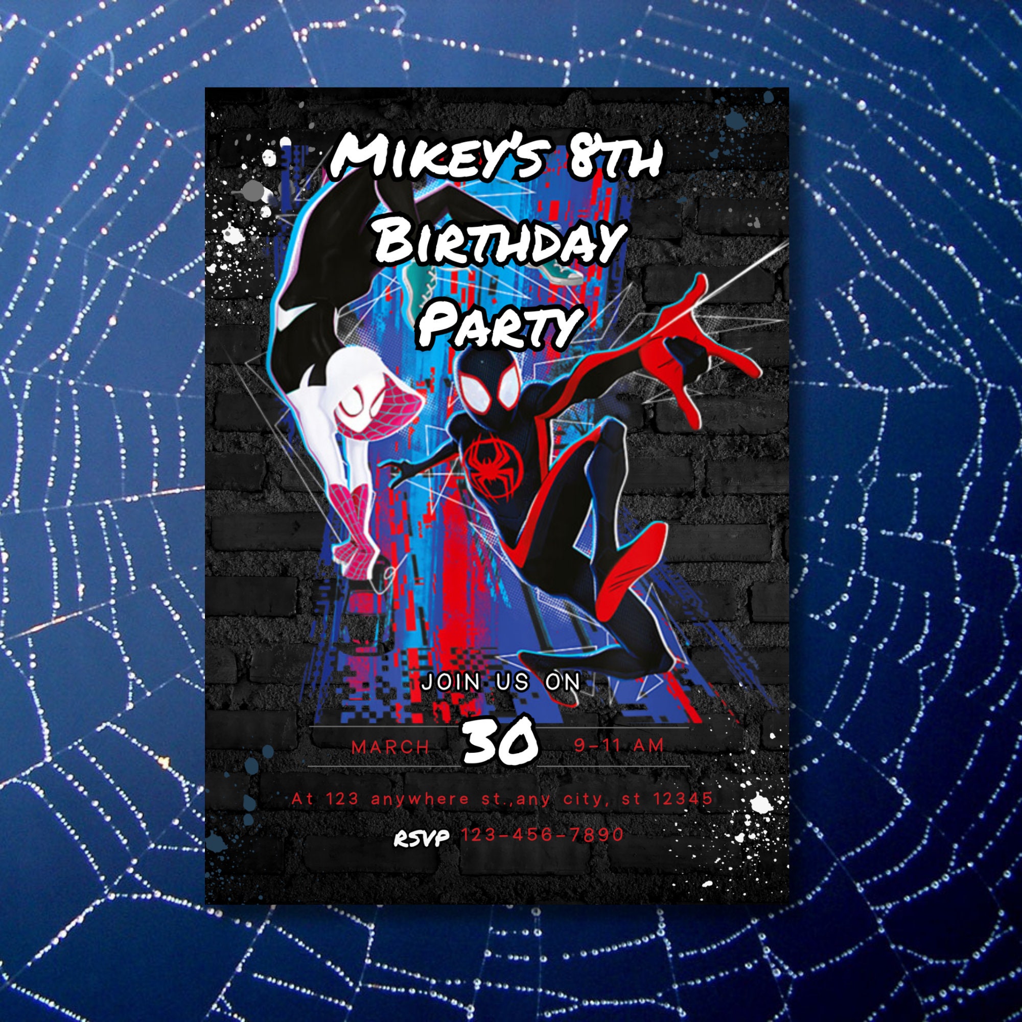 Spiderman Birthday Invite, Spider-man Invitation, Digital Template ...
