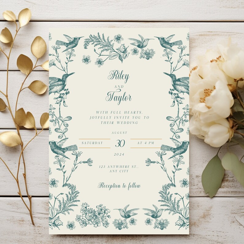 French Toile Wedding, Teal Wedding, Green Toile, Bridgerton Wedding ...