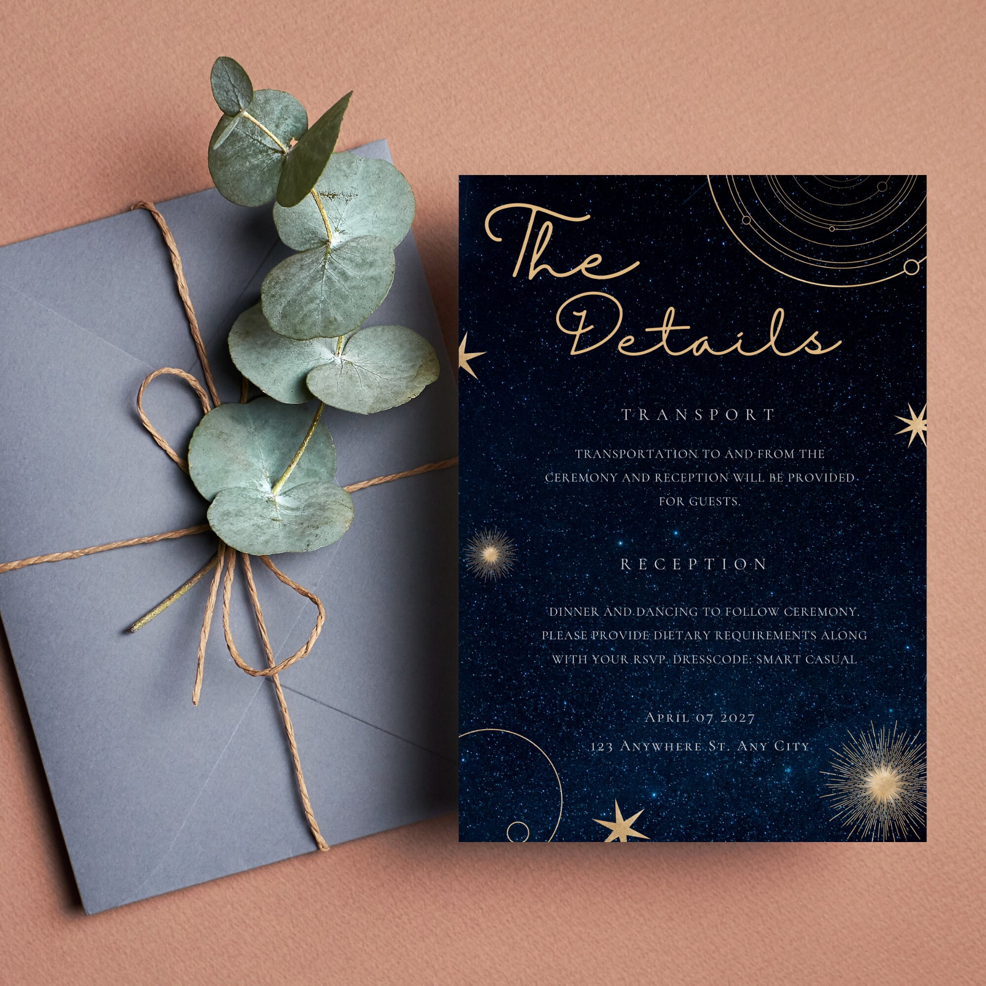 Dark Celestial Wedding Invitation Template, Enchanted Wedding Invite ...